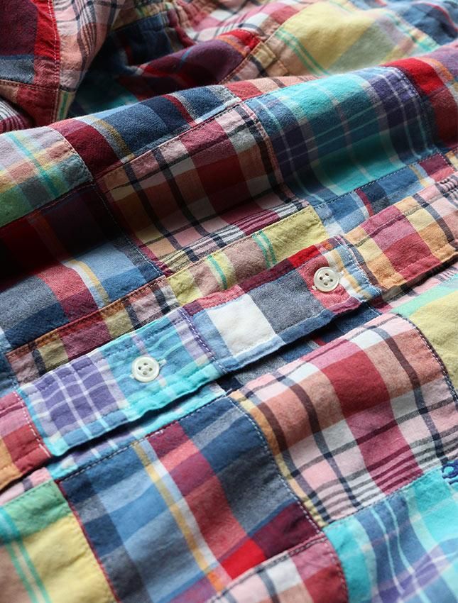 90s RALPH LAUREN MADE IN INDIA MADRAS PATCHWORK B/D SHIRT 90s RALPH LAUREN MADE IN INDIA MADRAS PATCHWORK B/D SHIRT