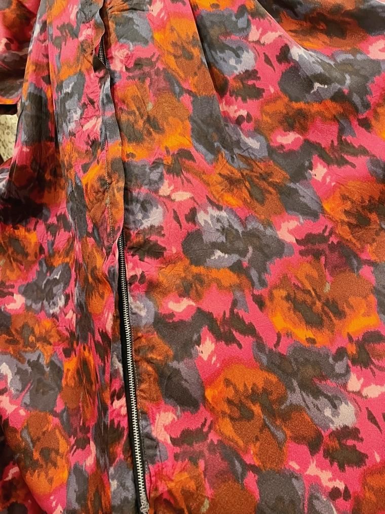 ビンテージ 50's水彩画風花柄ロングワンピース size12 ビンテージ 50's水彩画風花柄ロングワンピース size12