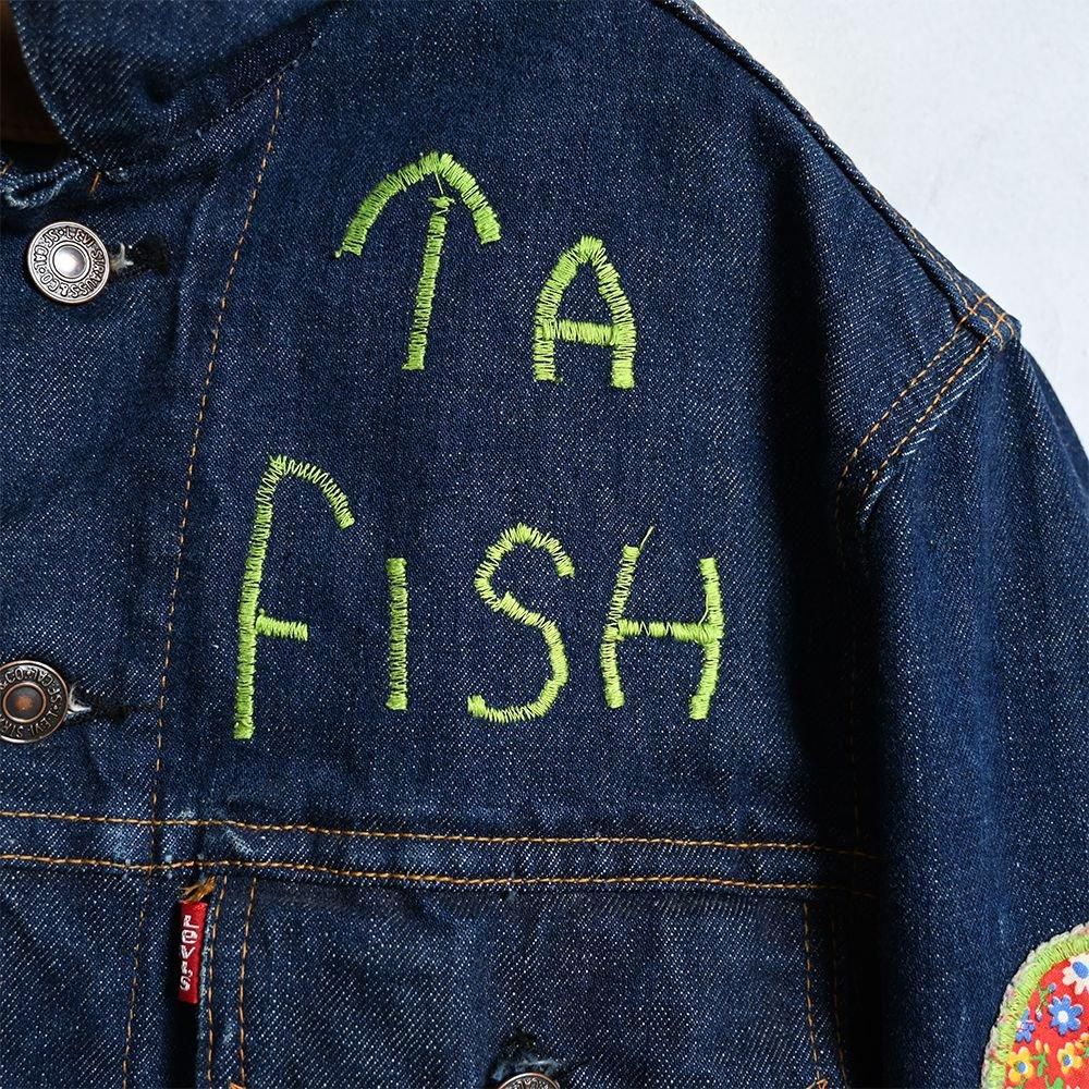 LEVI'S 70505-0217 DENIM JACKET WITH EMBROIDERY & PATCH(DARK LEVI'S 70505-0217 DENIM JACKET WITH EMBROIDERY & PATCH(DARK